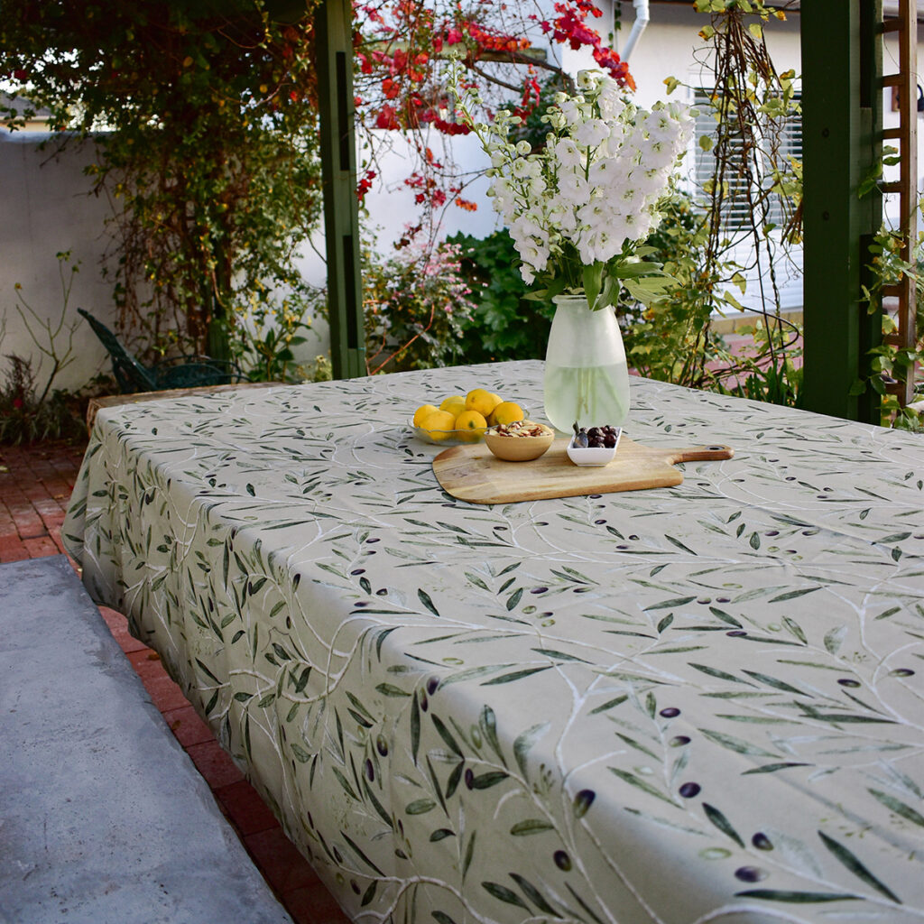 Olive Branch Sage Tablecloth - Robyn Valerie