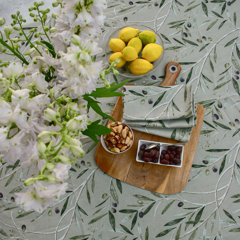 Olive Branch Sage Tablecloth - Robyn Valerie